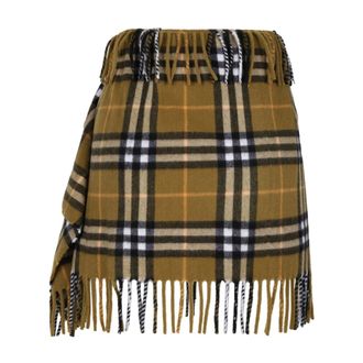 Burberry Femme, Jupes, Vert, Taille: 40 FR Jupe &Eacute;charpe &agrave; Carreaux en Laine et Cachemire