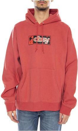 Obey Homme, Sweatshirts et sweats &agrave; capuche, Rouge, Taille: XL Half Icon Fleece