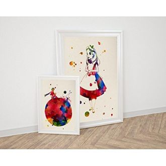 Nacnic Aquarell Poster Set von Der kleine Prinz und Alice im Wunderland. Poster im Aquarell-Stil mit Bildern von Kindergeschichten. 20x25 und 30x40 cm ohne R