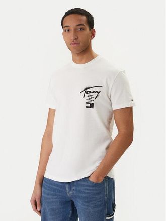 Tommy Jeans T-Shirt DM0DM22553 Wei&szlig; Regular Fit