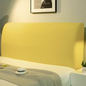 Generic Dehnbarer staubdichter Bettkopfteil Bezug Schutz in voller Gr&ouml;&szlig;e und einfarbigem Kopfteil Bezug Schutz f&uuml;r Schlafzimmerdekoration Gelb Volle L&auml;nge: 11
