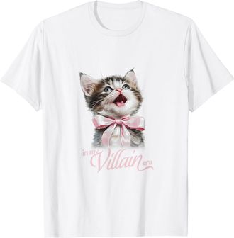 Trendy Apparel In My Villain Era Cute Smiling Kitten Bow T-Shirt