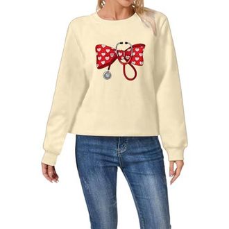 Generic Pull &agrave; capuche pour femme avec imprim&eacute; lettres et col rond pour lautomne et lhiver 2026, beige, XXL