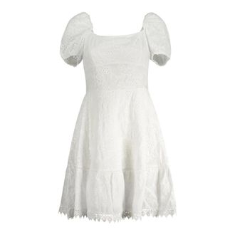 Guess Femme, Robes, Blanc, Taille: 40 FR Robe courte blanche avec encolure bateau