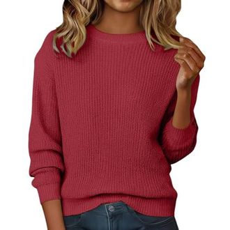 Generic Pull Femme Chic Chaud Col Rond Sweat Manche Longue Basique Pulls Tricot&eacute; Thermique &Eacute;pais Hiver Chaud Oversize Pullover D&eacute;contract&eacute;s Mode T Shirt Coule