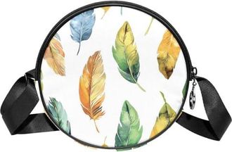 Generic Sac &agrave; bandouli&egrave;re rond rond pour femme, petit sac &agrave; bandouli&egrave;re en plumes avec fermeture &eacute;clair, bretelles r&eacute;glables, d&eacute;contract&eacute; pour femmes et fille
