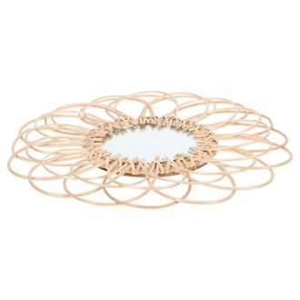 BESPORTBLE Nordischer Wandspiegel aus Rattan Dekorativer Badezimmer Spiegel Handgewebter H&auml;ngespiegel Kreatives Wanddekor Mittelgro&szlig;er Kosmetikspiegel