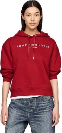 Tommy Hilfiger Damen Hoodie mit Logo, Rot (Dark Magma), XXS