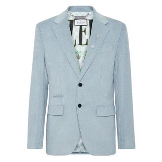 Philipp Plein Homme, Vestes, Bleu, Taille: 3XL Velvet Gabardine Blazer Flicky Fit