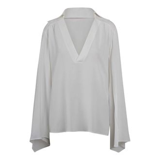 Federica Tosi Femme, Blouses et Chemises, Blanc, Taille: 38 FR Blouse &agrave; col en V