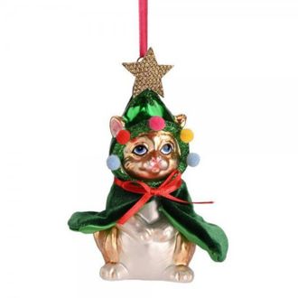Gift Company H&auml;nger Katze mit Weihnachtsbaumkost&uuml;m, gr&uuml;n