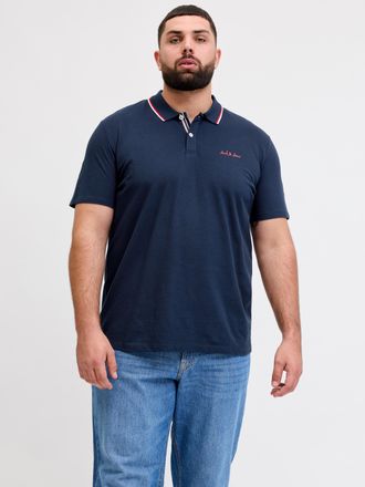 Jack & Jones Plus Size Poloshirt JJBLAZE POLO SS PLS, Herren, Gr. 4XL, navy blazer, Jersey, Obermaterial: 60% Baumwolle, 40% Polyester, JACK & JONES PLUSSIZE, unifarben, reg