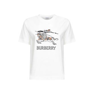 Burberry Besticktes Baumwoll-T-Shirt - - Tops - Damen - Wei&szlig; - S
