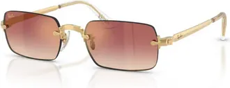 Ray-Ban RB39280018H Metal-frame Rectangle Sunglasses - Gold