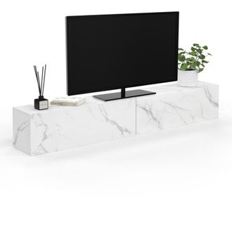 IDMarket TV-M&ouml;bel 180 cm h&auml;ngend ELIO 2 T&uuml;ren Holz Marmoreffekt