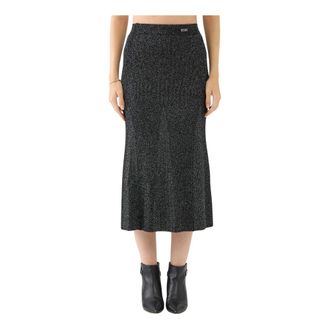 Versace Jeans Couture Lurex Midi Rock Schwarz Flare Stil - - Skirts - Damen - Schwarzk - S