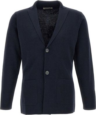 FILIPPO DE LAURENTIIS Homme, Pulls, Bleu, Taille: XL Merino Wool Knit Blazer