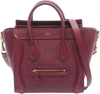 Celine Pre-owned Luggage Nano Shopper Leather 2way Handbag - Femme - Pre-owned - Rouge - Taille: ONE Size