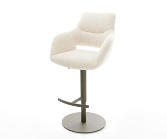 DELIFE Barstuhl Yago-Flex Teddystoff Beige Drehfu&szlig; h&ouml;henverstellbar Metall Titanfarben Taschenfederkern, Barst&uuml;hle