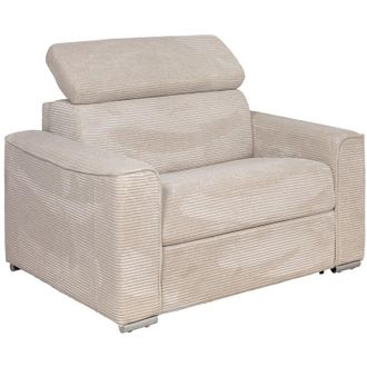 Vente-Unique Vente-Unique - Canap&eacute; convertible express en velours c&ocirc;tel&eacute; beige - Couchage 70 cm - Matelas 14 cm - T&ecirc;ti&egrave;re multiposition - D&eacute;houssable