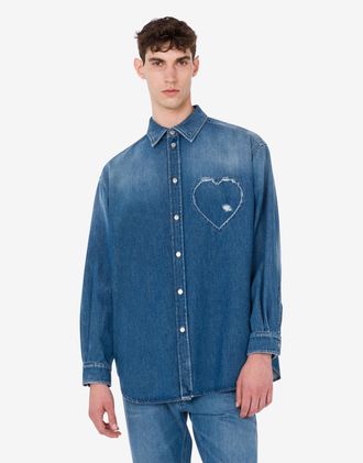 Moschino Blaues Baumwollhemd aus Denim - Blau