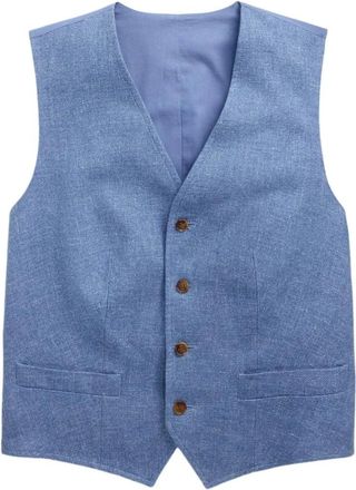 Ralph Lauren Femme, Vestes, Bleu, Taille: 38 FR Gilet en serg&eacute; de lin et coton