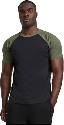 Urban Classics Homme Raglan Contrast Tee T shirt, Multicolore (Black/Olive 00757), XXL EU