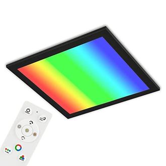 Briloner Plafonnier ultraplat RGB, Plafonnier CCT, Panneau LED, Température de couleur réglable, Changement de couleur, Dimmable, Télécommande, Noir