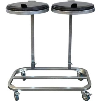 Quick-Star Doppel M&uuml;llsackst&auml;nder mit Deckel und 4 Rollen Metall M&uuml;llsackhalter 120 Liter Stabiler M&uuml;llsack St&auml;nder - Verzinkter Stahl M&uuml;llbeutelhalter Gelber