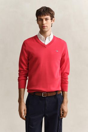 GANT Herren Klassischer V-Neck Pullover aus Baumwolle (XXXL) ROSE Rot