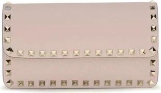 Valentino Garavani Rockstud Leder Portemonnaie - - Accessories - Damen - Rosa - ONE SIZE
