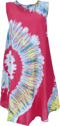 Guru Shop Batik Tunika, Hippie Chic, Strandkleid, Sommerkleid - Rot, Damen, Synthetisch