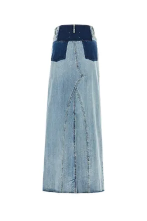 Maison Margiela Womens Denim Skirt Shadesofindigoblue Exterior: Cotton Gonne