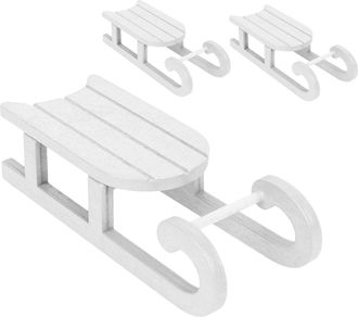 Valiclud 3stücke Mini-weihnachtsschlitten Holzschlitten Dekoration Weihnachtsfiguren Schlitten Ornament Weihnachtsdeko Basteln Tischdeko Baumbehang