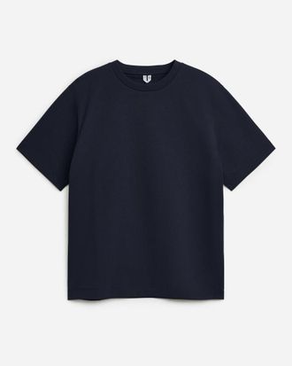 Arket Kastiges Interlock-T-Shirt -Blau
