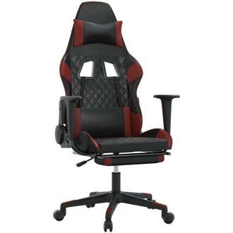 vidaXL Gaming-Stuhl mit Massage & Fu&szlig;st&uuml;tze Schwarz Weinrot Kunstleder vidaXL