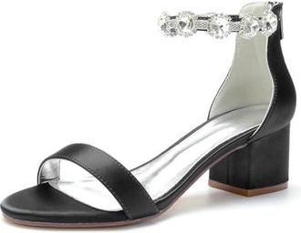 Miyoopark Chaussures de mariage pour femmes Talon bas Sandales de soirée M653, Noir, 41.5 EU