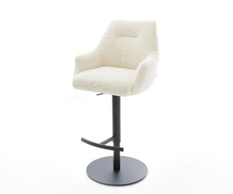 DELIFE Barstuhl Alja-Flex Teddystoff Beige Drehfu&szlig; h&ouml;henverstellbar Metall Schwarz Taschenfederkern, Barst&uuml;hle