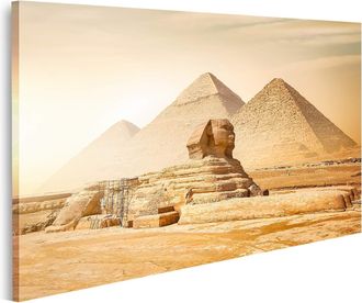 Islandburner Bild auf Leinwand Sphinx Pyramiden Ägyptische Wüste Wandbild Poster Kunstdruck Bilder 80x40cm