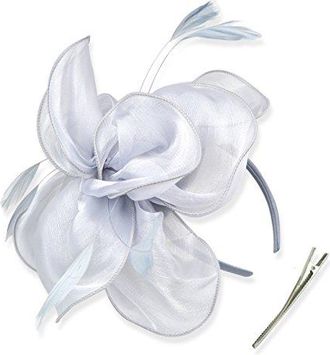 Dreshow Femmes Fascinator Chapeau Fleur Mesh Plume Mariage Dames Day Bandeau et Clip Cocktail Tea Party Chapeau