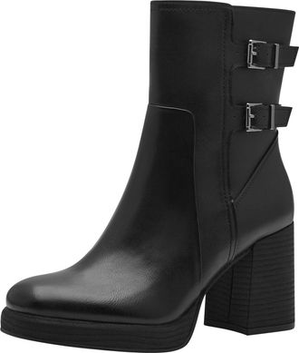 Marco Tozzi Damen Stiefeletten mit Absatz Vegan mit Reißverschluss, Schwarz (Black), 38 EU