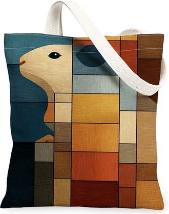 Generic Sacs fourre-tout en toile motif animal, design abstrait moderne, sacs d&eacute;picerie, sacs d&eacute;picerie r&eacute;utilisables, l&eacute;gers et lavables avec bandouli&egrave;re, mu