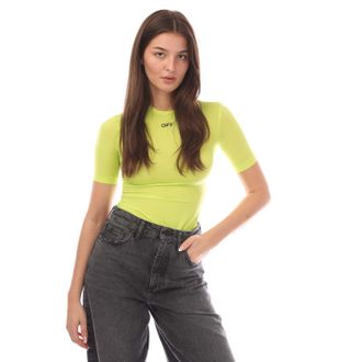 Off-white Off White - Off Stamp Sec Skin T-Shirt Rundhalsausschnitt f&uuml;r Damen (Gelb)