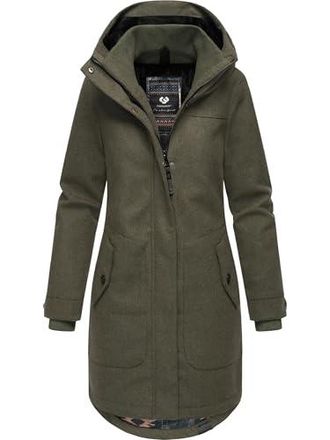Ragwear Manteau dhiver long respirant pour femme - Aspect laine - Veste dhiver chaude Jannisa Coat YOUMODO XS &agrave; 6XL, Vert olive fonc&eacute;, L