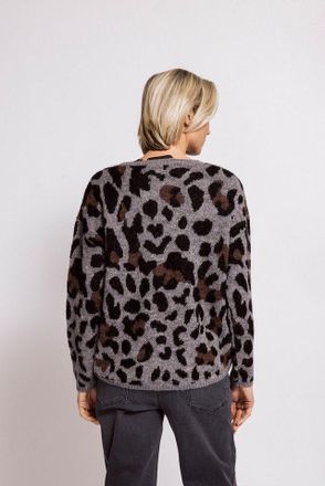 Zhrill Strickpullover IDA aus Materialmix mit Wolle, bequeme Passform, Animal-Optik