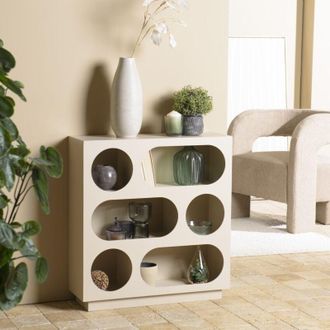 Macabane AGATHE - Buffet 70x23cm 6 niches en bois peint beige