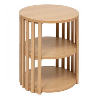 PEGANE Table Dappoint ronde avec &eacute;tag&egrave;re, coloris beige - Longueur 40 x Profondeur 40 x Hauteur 48 cm