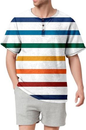 Generic T-shirt ray&eacute; &agrave; manches courtes pour homme 2026 pour entra&icirc;nement int&eacute;rieur et ext&eacute;rieur, multicolore, XXL