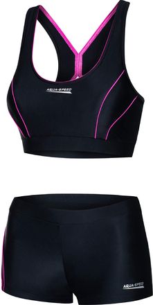 Aqua Speed Damen Bikini Set | Sportbikini | Zweiteiler | Bikinis Sport | 2-Piece Swimsuit Women | Bademode f&uuml;r Frauen M&auml;dchen | Schwimmbekleidung schwarz-rosa | 