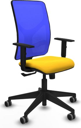 Piqueras y Crespo Schreibtischstuhl mit Rollen aus Silikon, mit 1D-Armen, h&ouml;henverstellbare Lendenwirbelst&uuml;tze, ausgestattet mit 3 Positionen und Schneideschaum, Blau/G